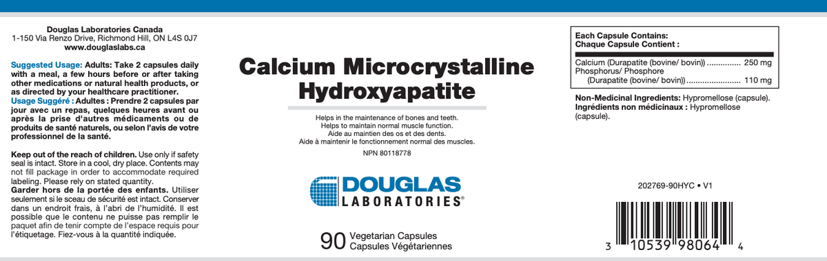 Calcium Microcrystalline Hydroxyapatite 1000 mg - Douglas Laboratories ...