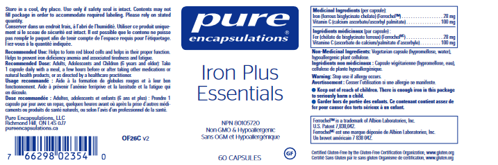 Iron Plus Essentials - Pure Encapsulations - Energie PLP - Supplements ...